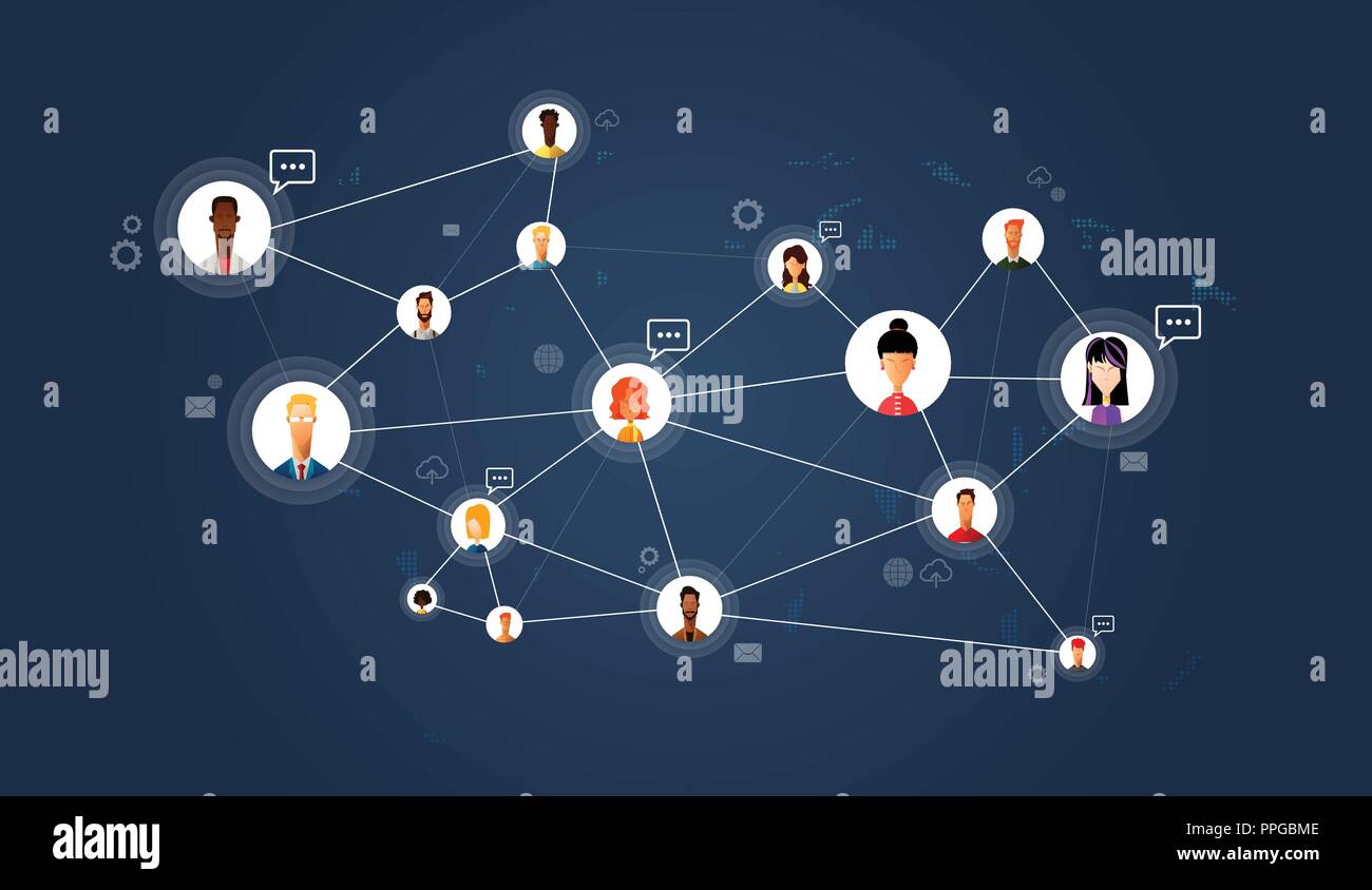 Social network, people connecting all over the world. Vector flat illustration Stock Vector ...