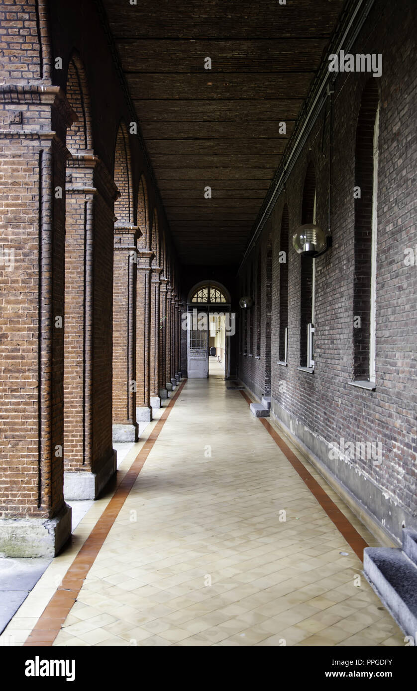 Old corridor with arches, detail of ancient architecture Stock Photo ...