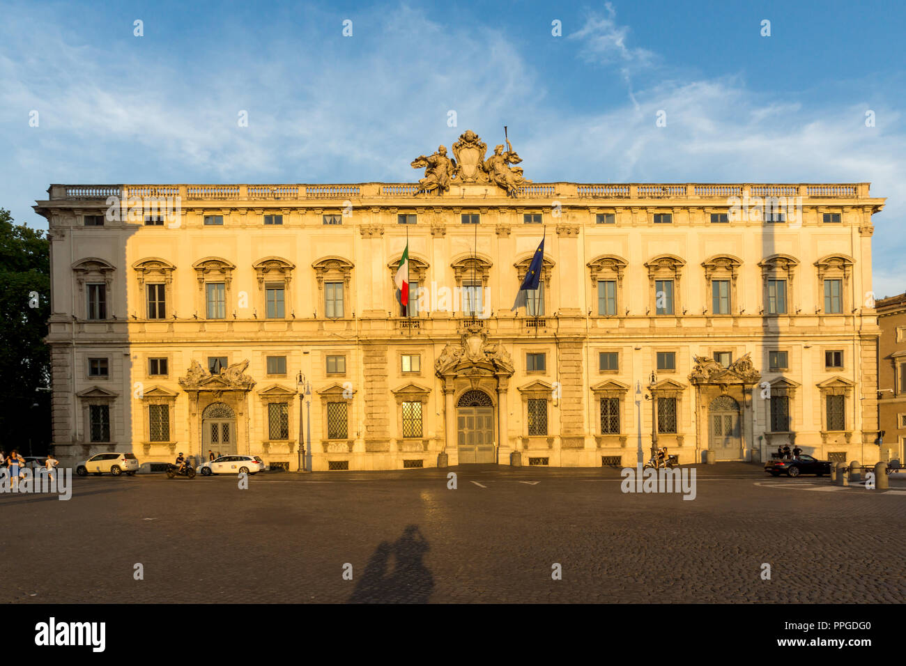 ROME, ITALY - JUNE 24, 2017: Sunset view of Palazzo della Consulta at ...