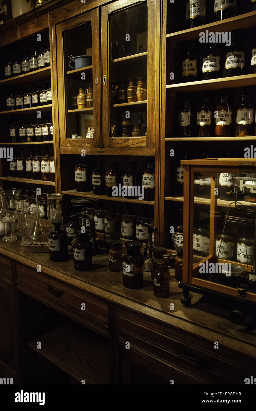 Old pharmacy with medicines, detail of old medicines Stock Photo - Alamy