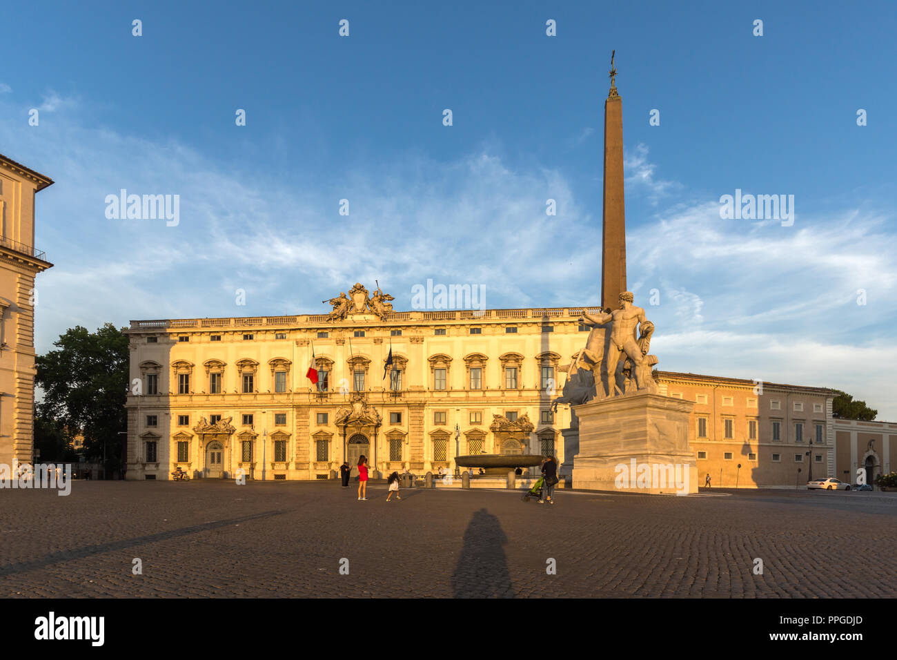 ROME, ITALY - JUNE 24, 2017: Sunset view of Obelisk and Palazzo della ...