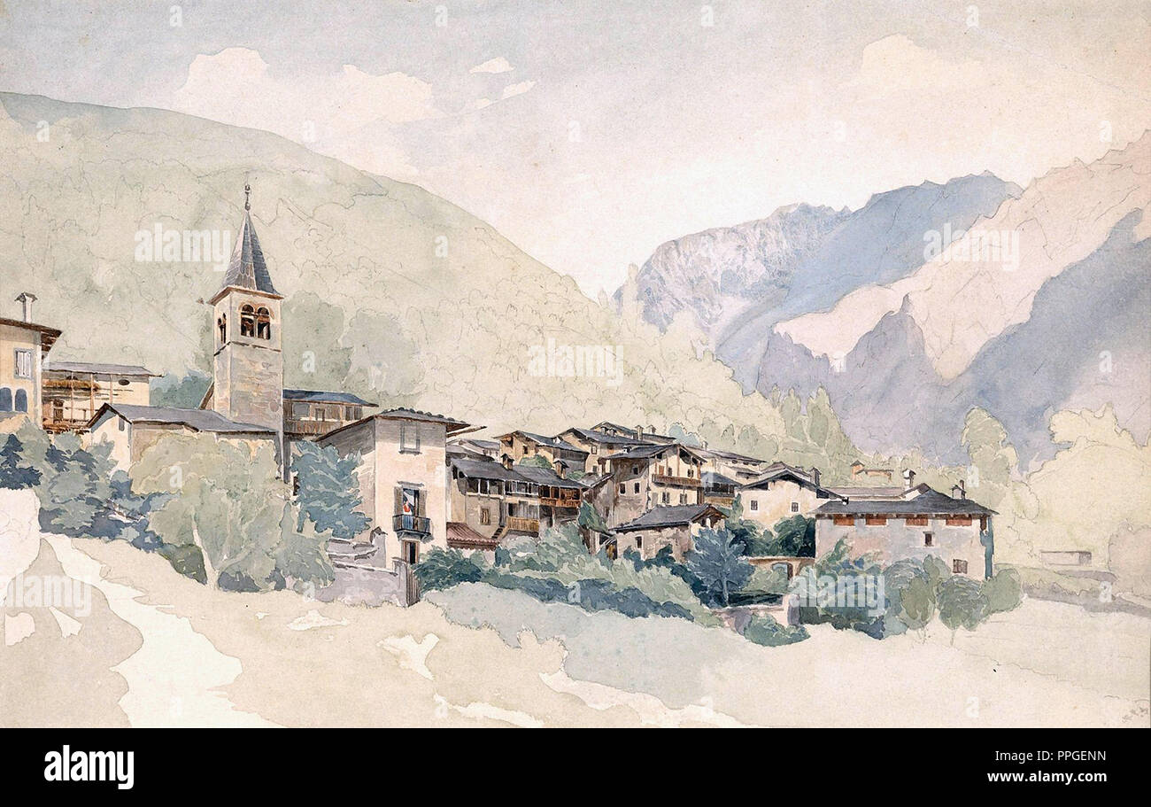 Ender Thomas - a Village in a Mountain Landscape Stock Photo - Alamy