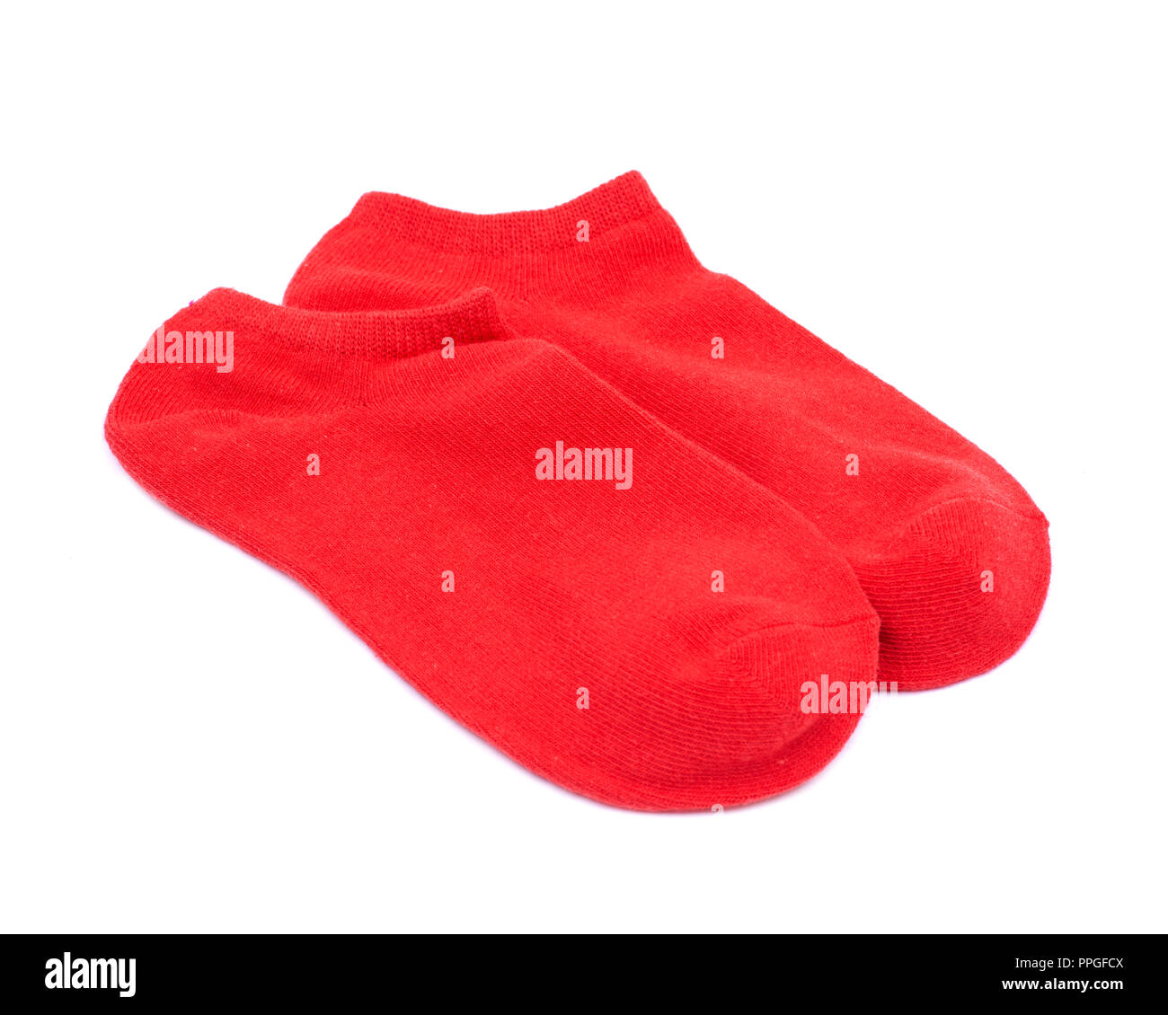 Woman's original ankle low rise scarlet red socks isolated on white ...