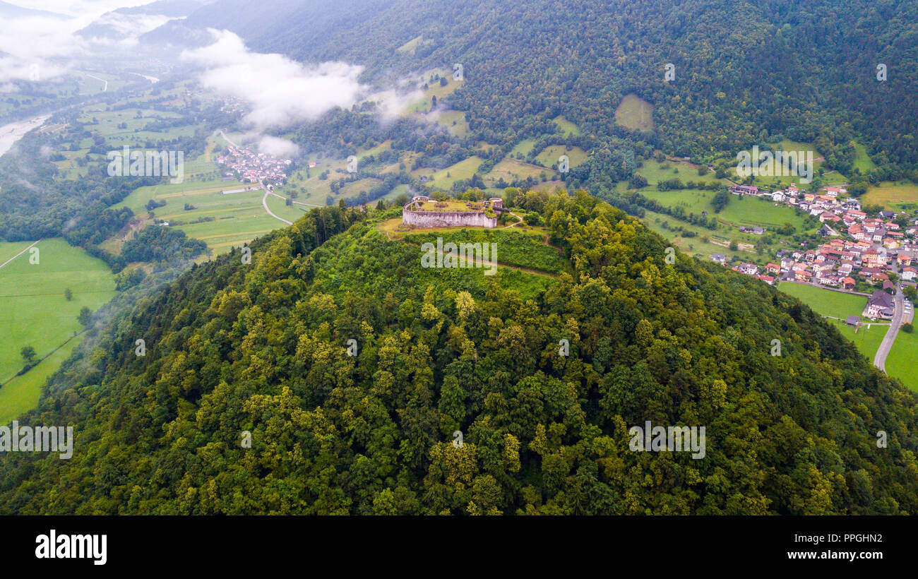 Tolmin Castle, or Castle on Kozlov Rob, above Tolmin, Slovenia Stock ...