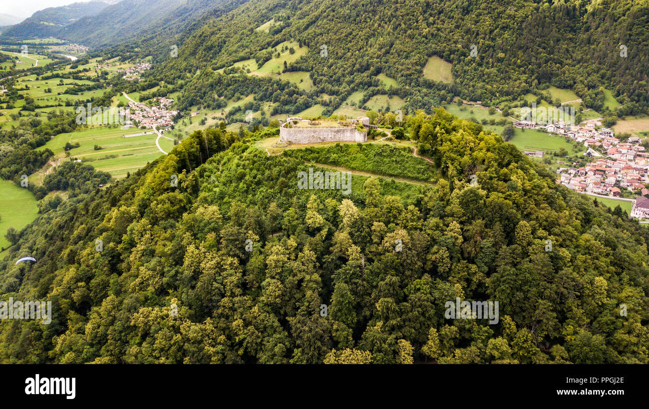 Tolmin Castle, or Castle on Kozlov Rob, above Tolmin, Slovenia Stock ...