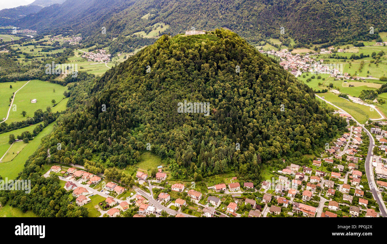 Tolmin Castle, or Castle on Kozlov Rob, above Tolmin, Slovenia Stock ...