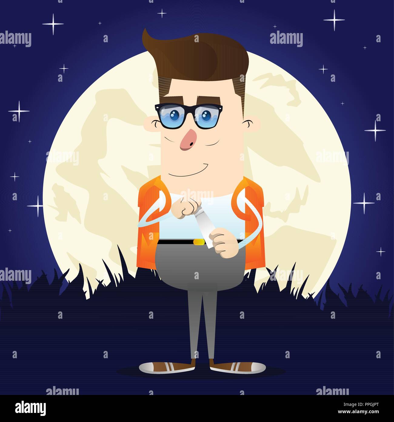 Schoolboy opening a blank tube of paste. Vector cartoon character ...