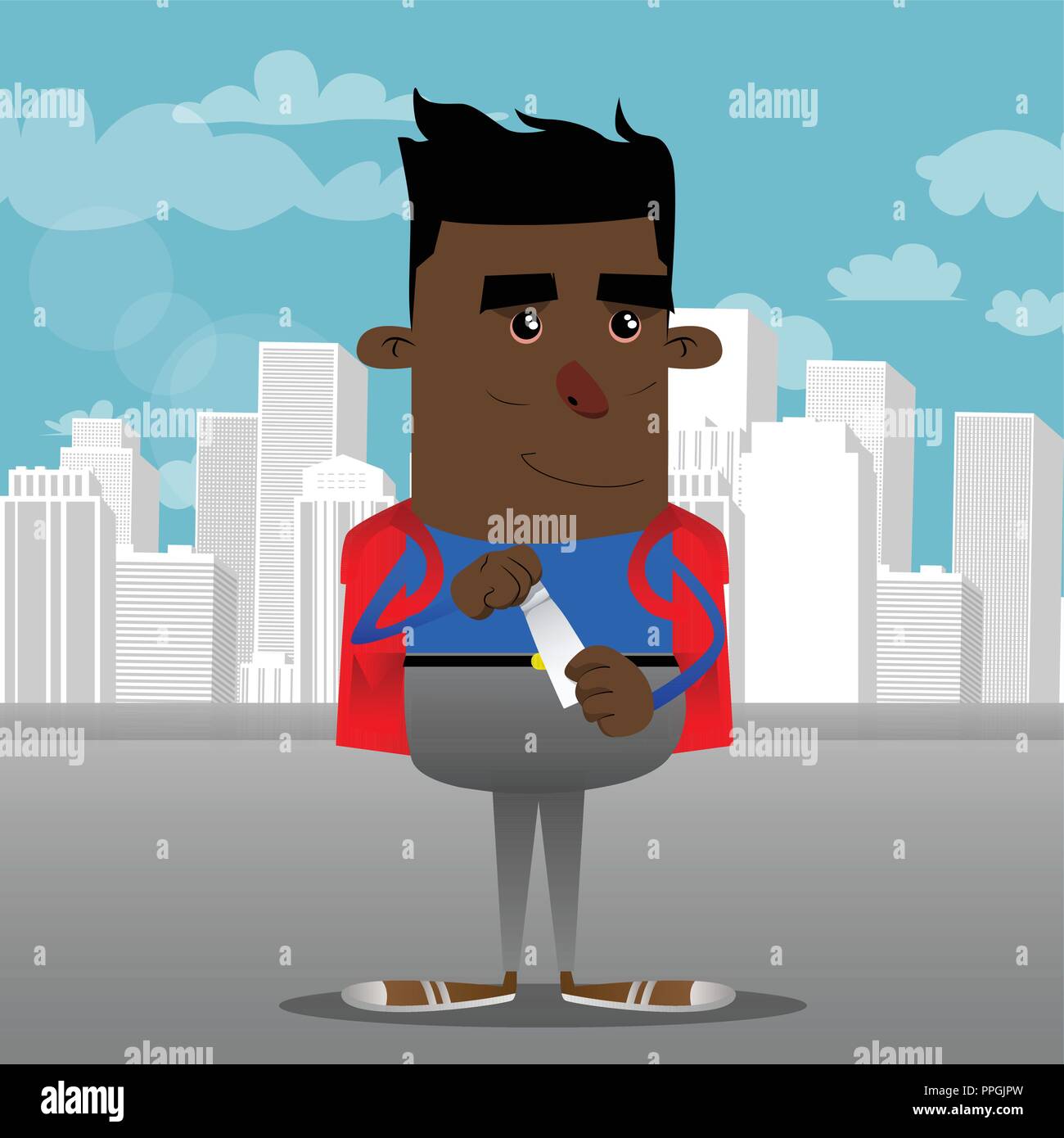 Schoolboy opening a blank tube of paste. Vector cartoon character ...