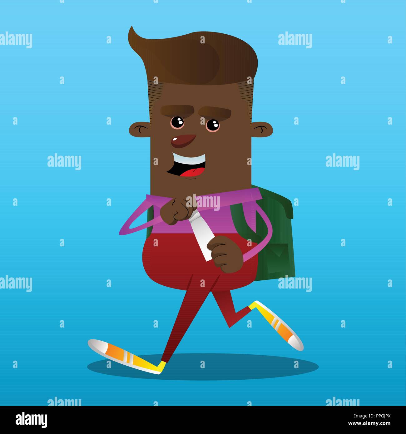 Schoolboy opening a blank tube of paste. Vector cartoon character ...