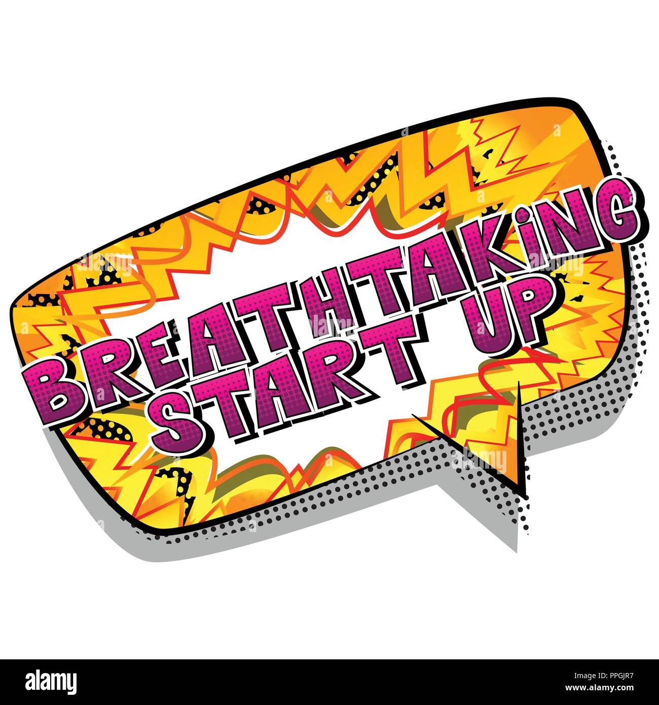 Breathtaking Start Up - Comic book style phrase on abstract background ...