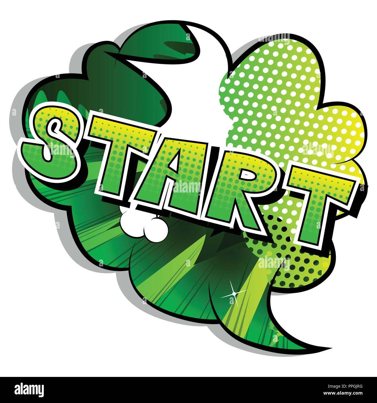 Start - Comic book style phrase on abstract background Stock Vector ...