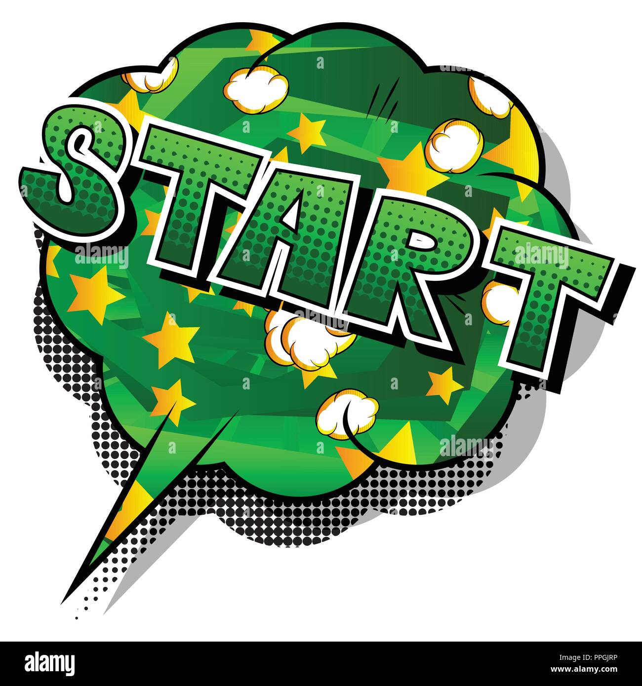 Start - Comic book style phrase on abstract background Stock Vector ...