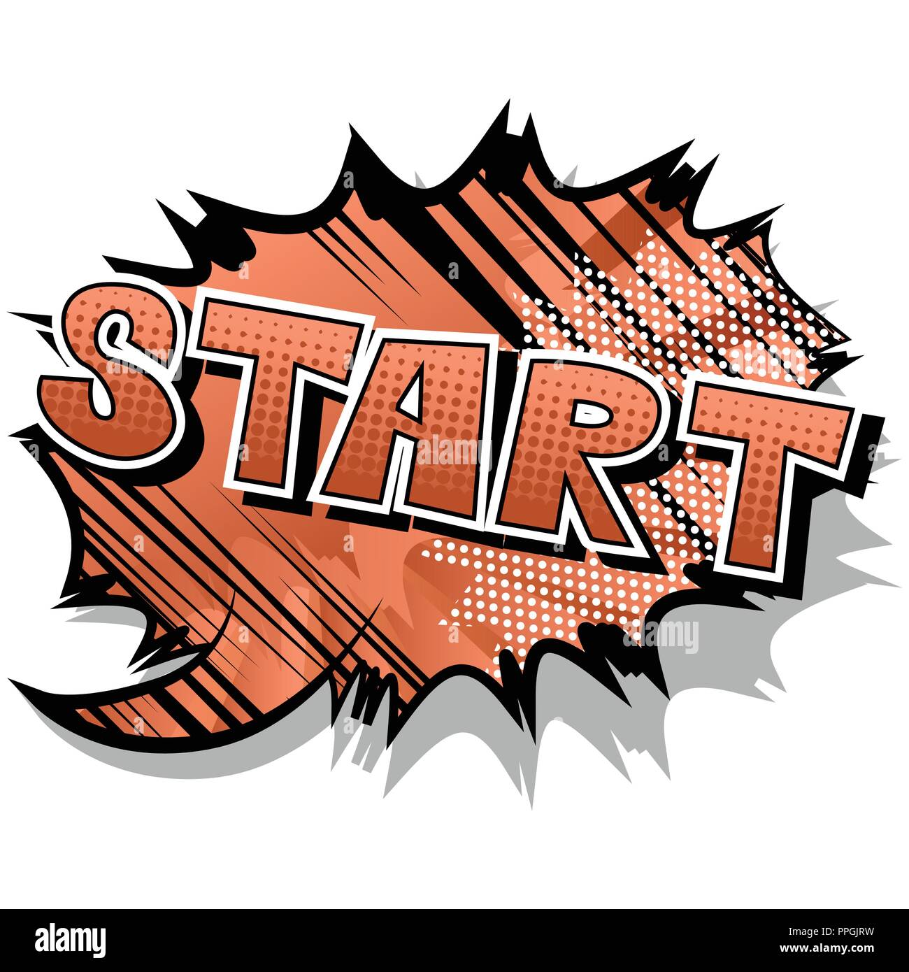 Start - Comic book style phrase on abstract background Stock Vector ...