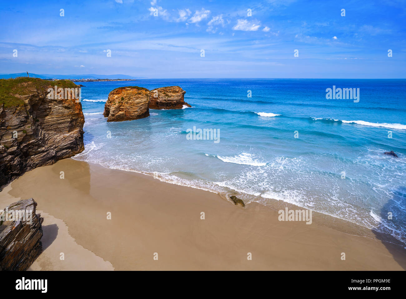 Playa las catedrales Catedrais beach in Ribadeo Galicia of Lugo Spain ...