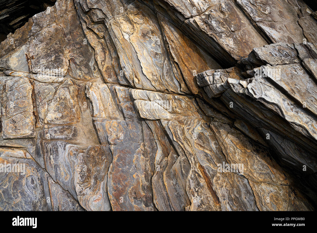 Slate stone texture in Playa las catedrales Ribadeo Galicia Spain Stock ...