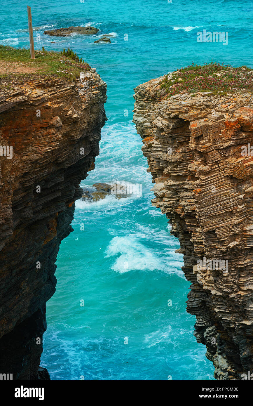 Playa las catedrales Catedrais beach in Ribadeo Galicia of Lugo Spain ...