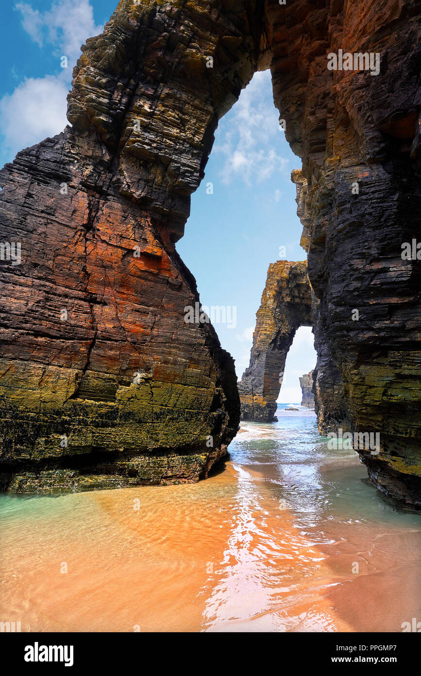 Playa las catedrales Catedrais beach in Ribadeo Galicia of Lugo Spain ...