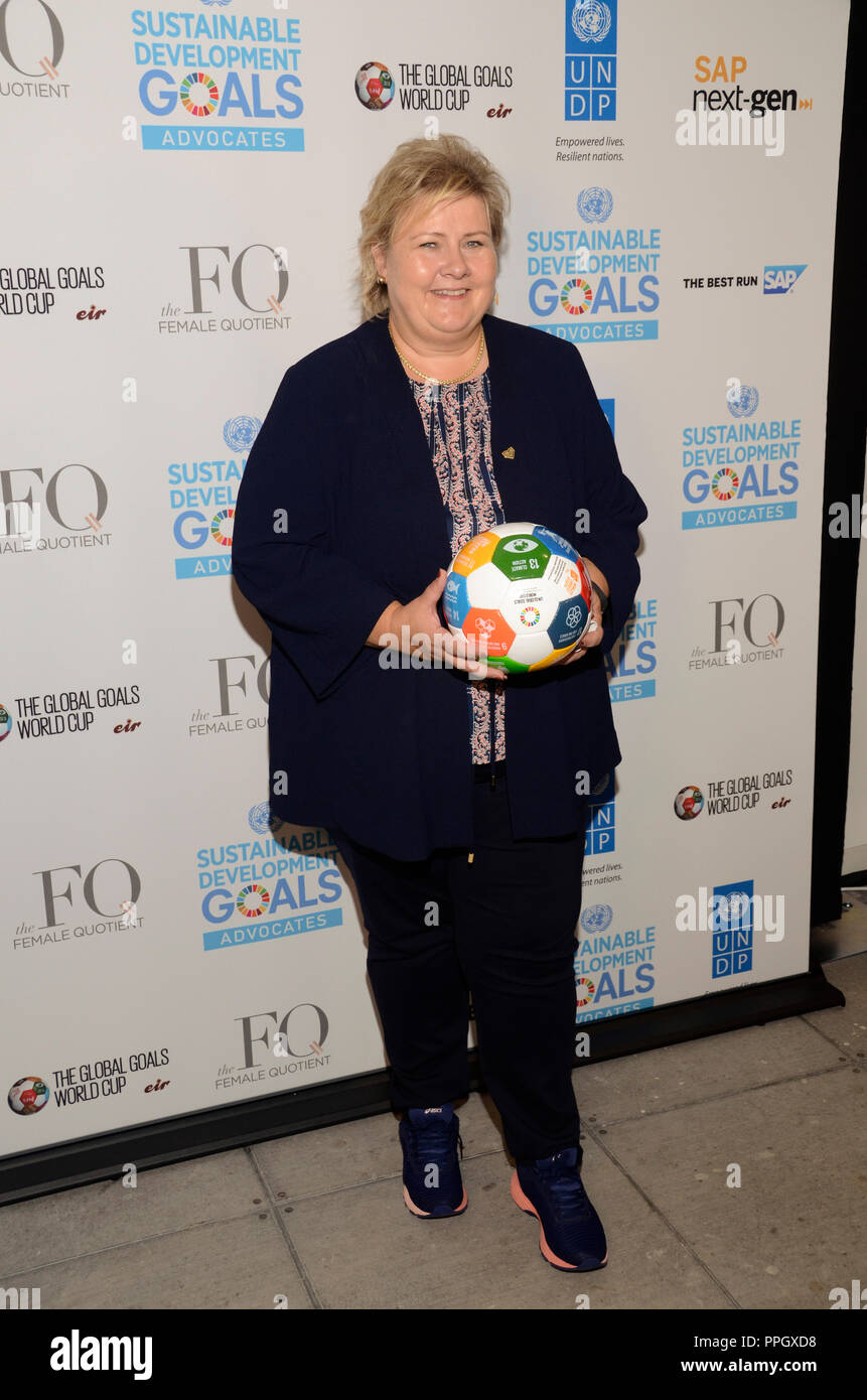 New York, NY, USA. 25th Sep, 2018. Prime Minister Erna Solberg, Norway ...