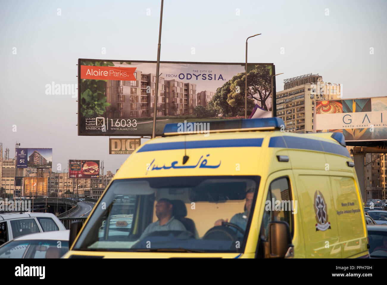 Ambulance stuck in traffic jam hi-res stock photography and images - Alamy