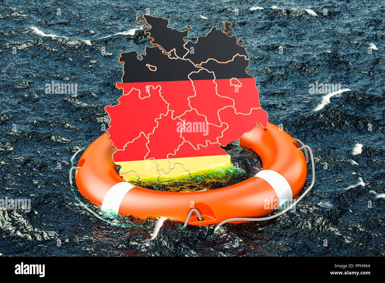 Lifebuoy in sea ocean 3d hi-res stock photography and images - Alamy