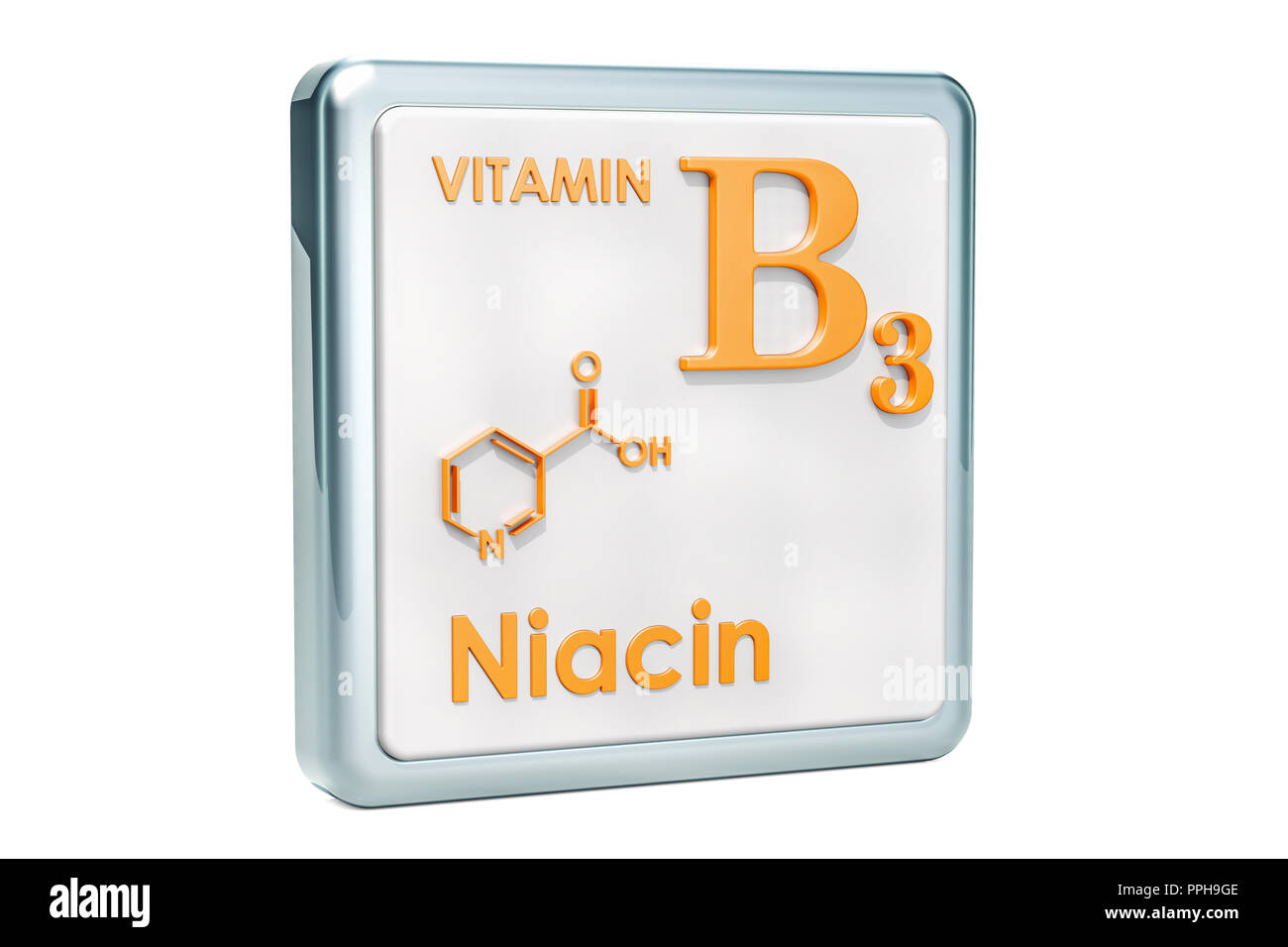Vitamin B3, niacin. Icon, chemical formula, molecular structure on ...