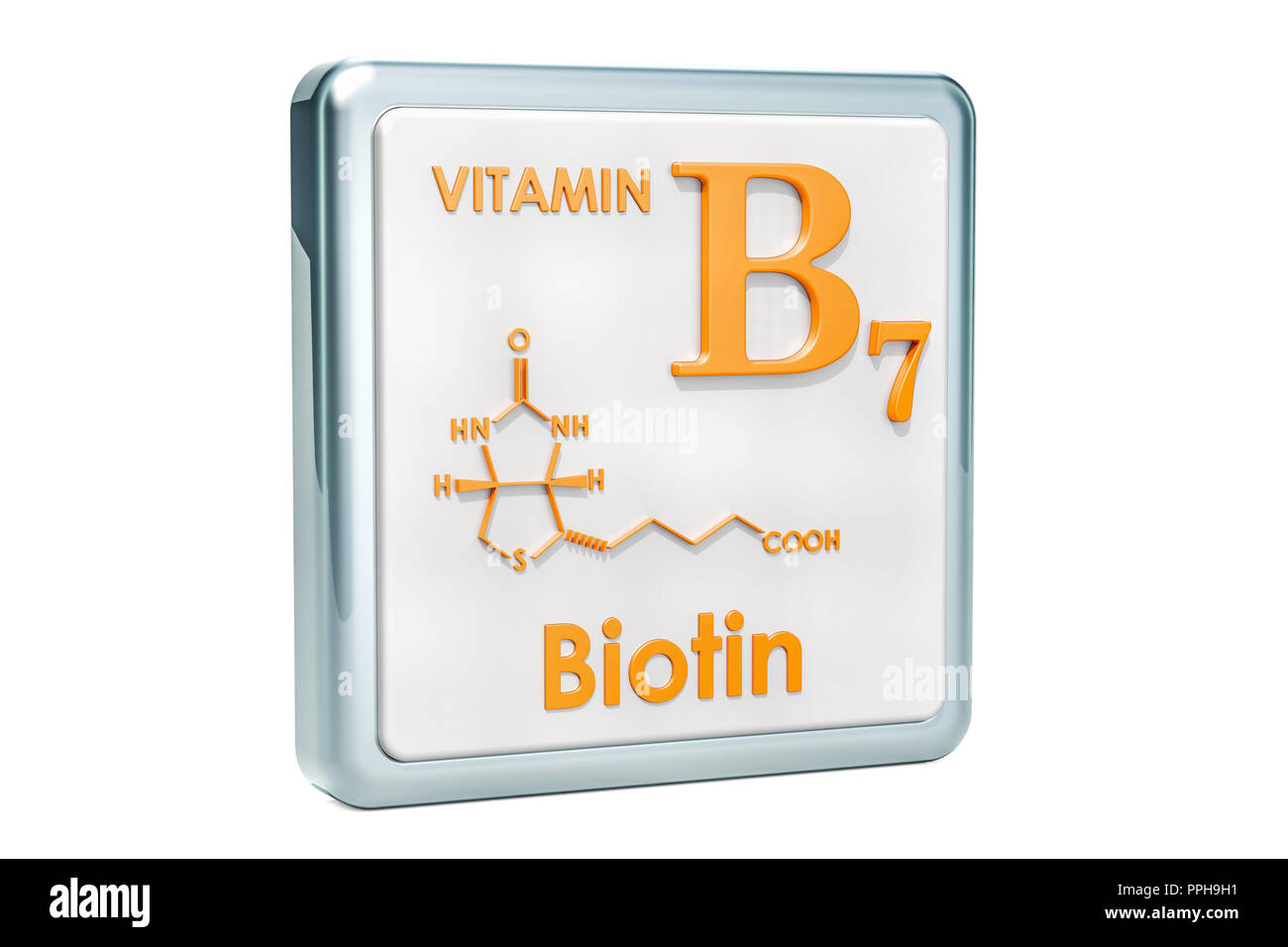 Vitamin B7, biotin. Icon, chemical formula, molecular structure on ...