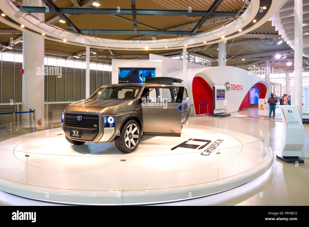Tokyo, Japan - April 20 2018: Toyota Mega Web in Odaiba island is an ...