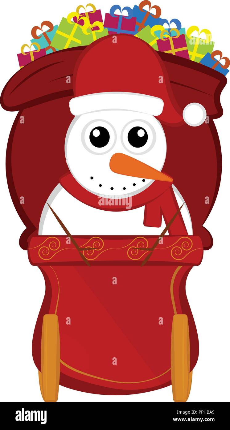 Snowman on sledge Stock Vector Images - Alamy