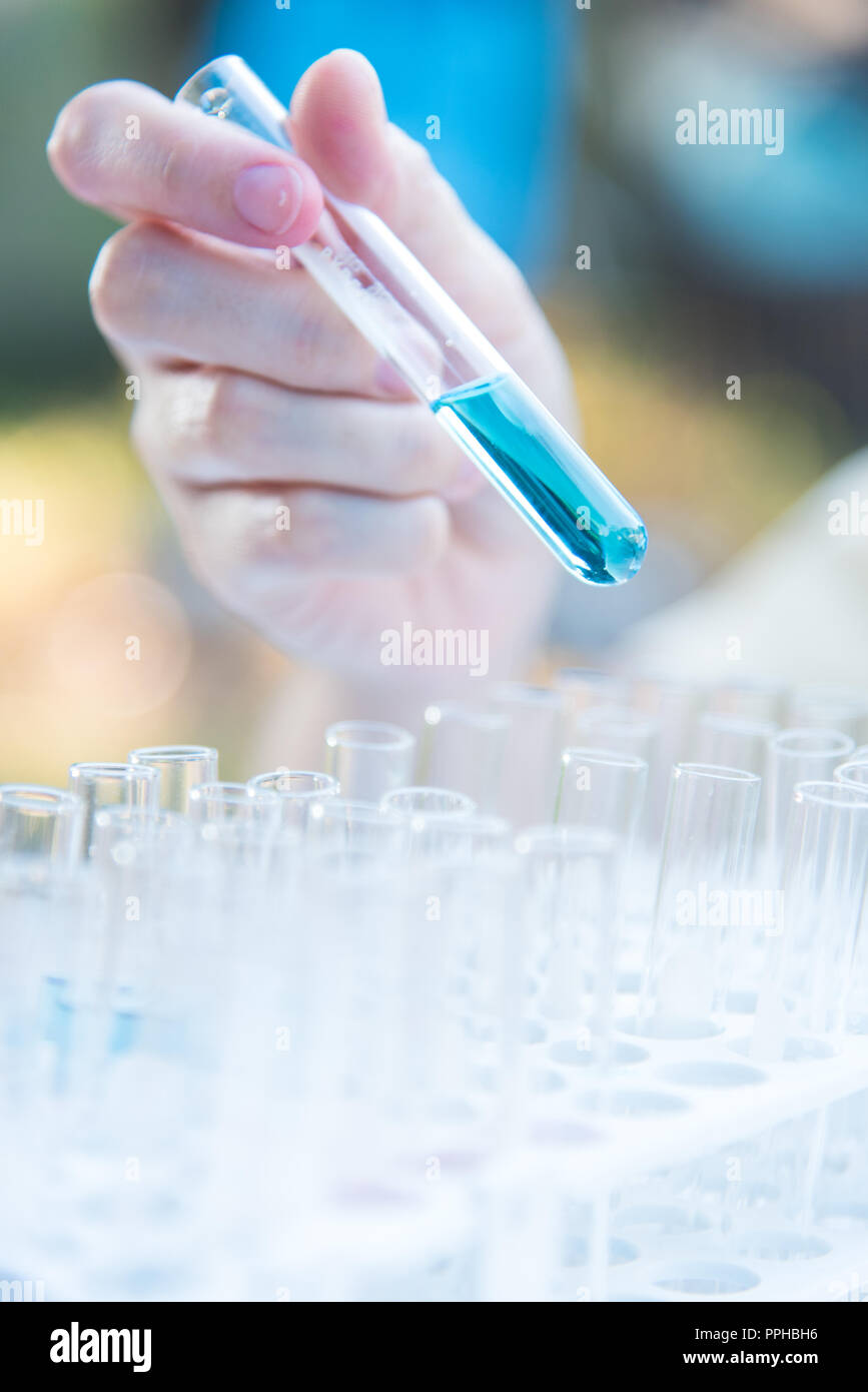 Lab science research glass tube several test tubes. A scientific ...