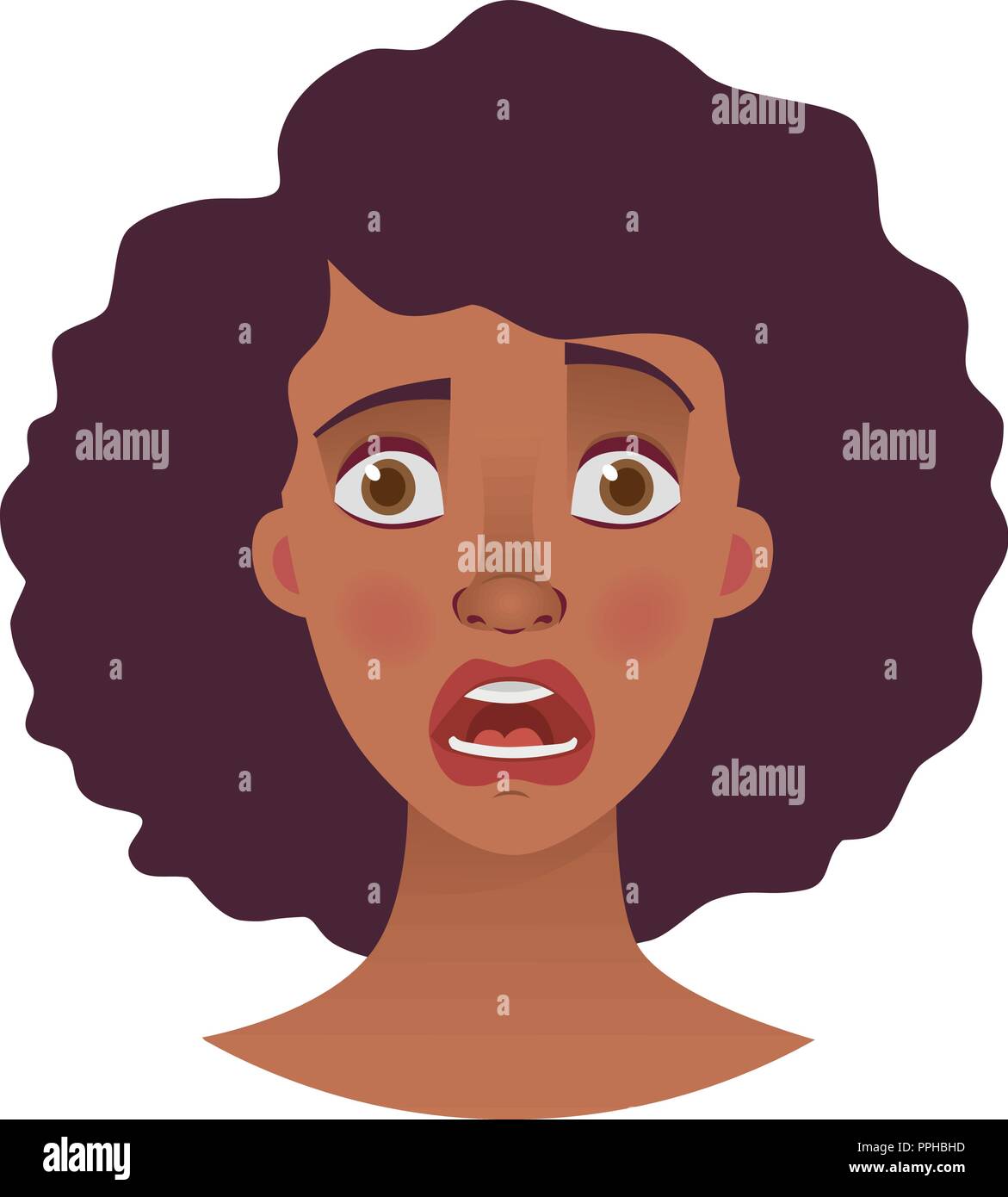 Face of African woman. Emotions of african american woman face. Facial ...