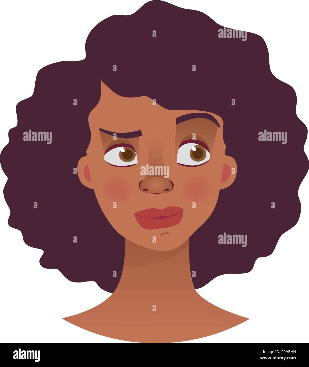 Face of African woman. Emotions of african american woman face. Facial ...