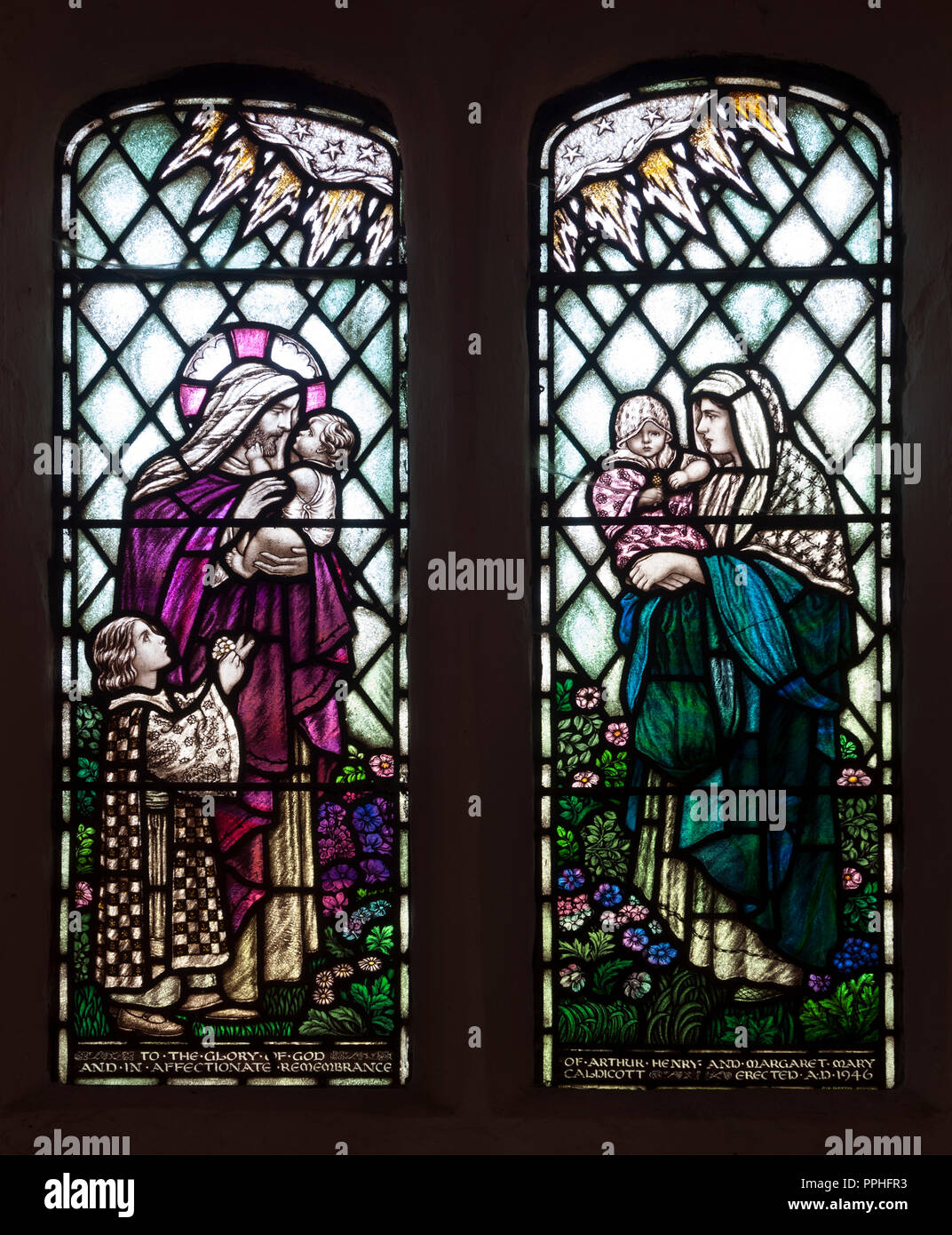 Memorial stained glass window in St. Laurence`s Church, Warborough ...