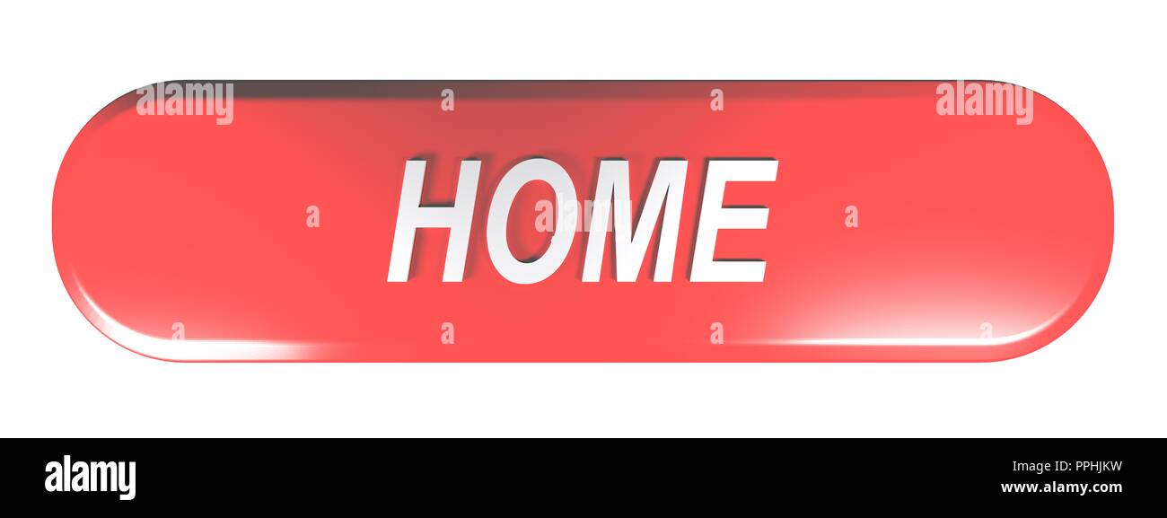 Red rounded rectangle push button HOME - 3D rendering Stock Photo - Alamy
