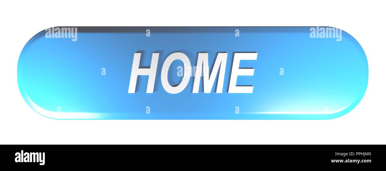 Blue rounded rectangle push button HOME - 3D rendering Stock Photo - Alamy