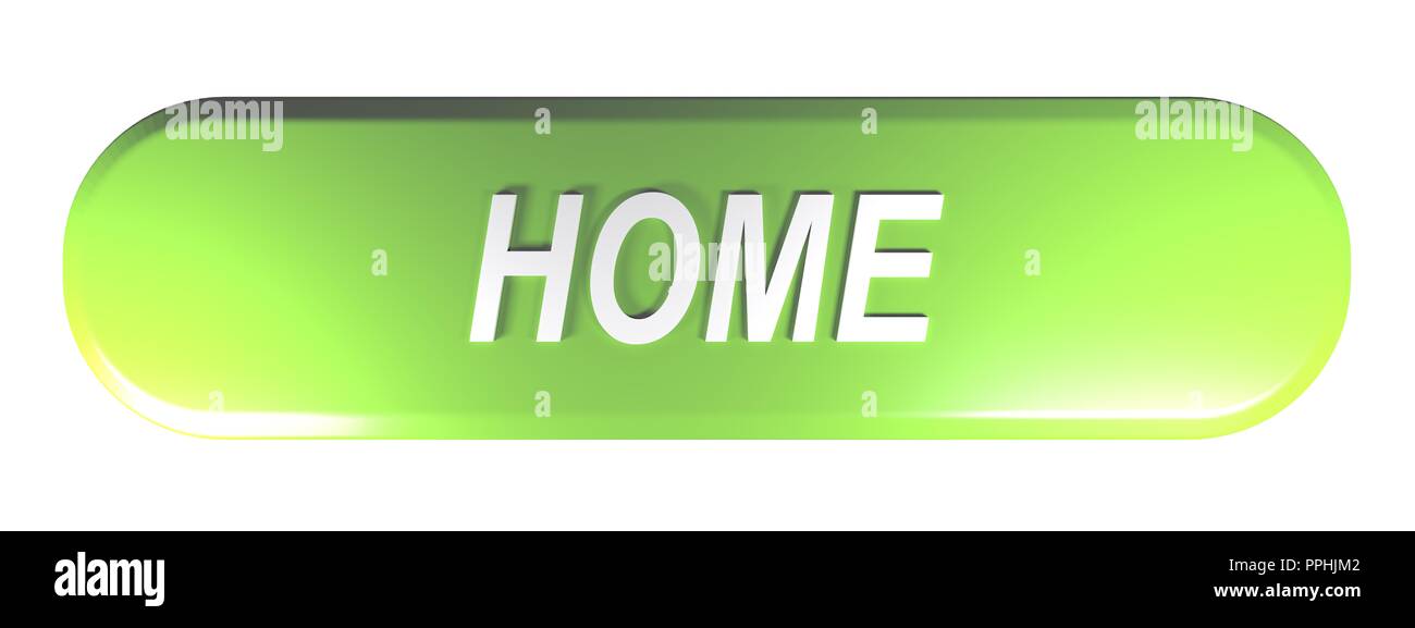 Green rounded rectangle push button HOME - 3D rendering Stock Photo - Alamy