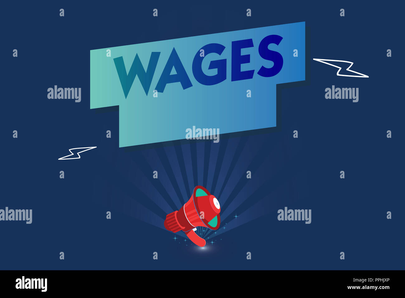 Handwriting text Wages. Concept meaning fixed regular payment earned ...
