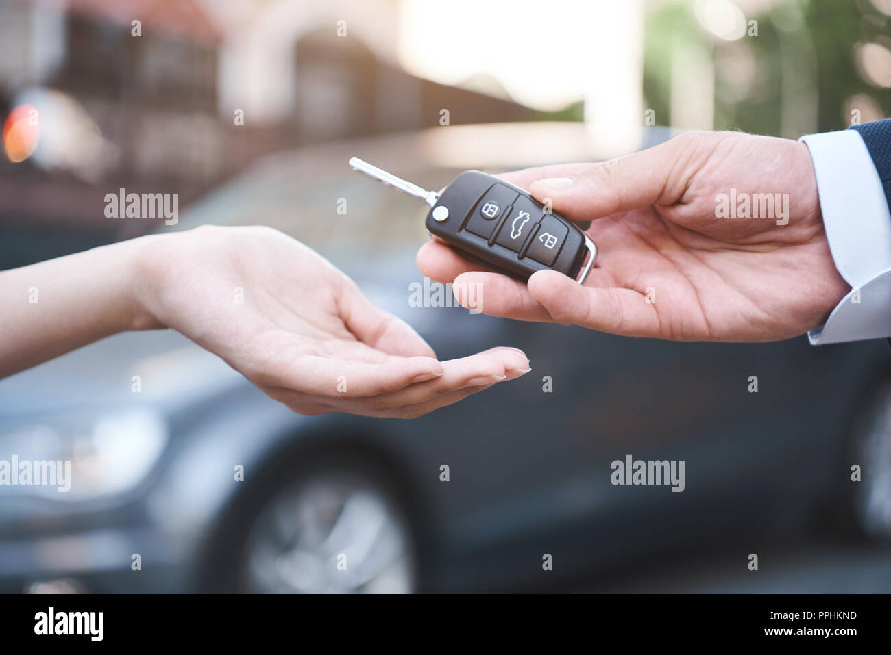 auto business, car sale, transportation, people and ownership co Stock ...