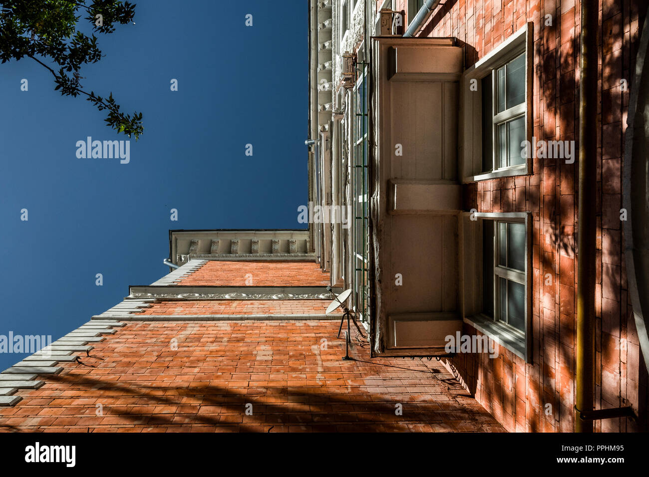 Russia, Moscow. 'Red Houses' residential area on Stroiteley Street ...