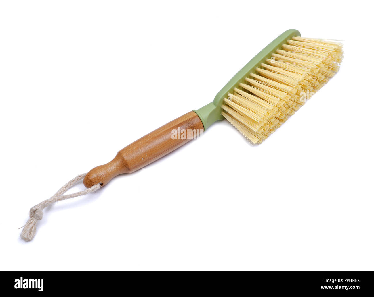 Natural bamboo broom with wooden handle isolated on white background ...