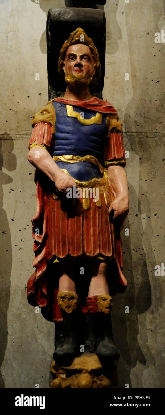 Warship Vasa. Built 1626-1628. Polychromed wood carving decorating the ...