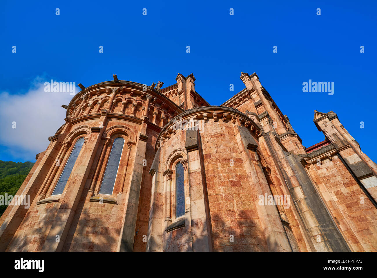 Covadonga Catholic sanctuary Basilica church in Asturias at Cangas de ...