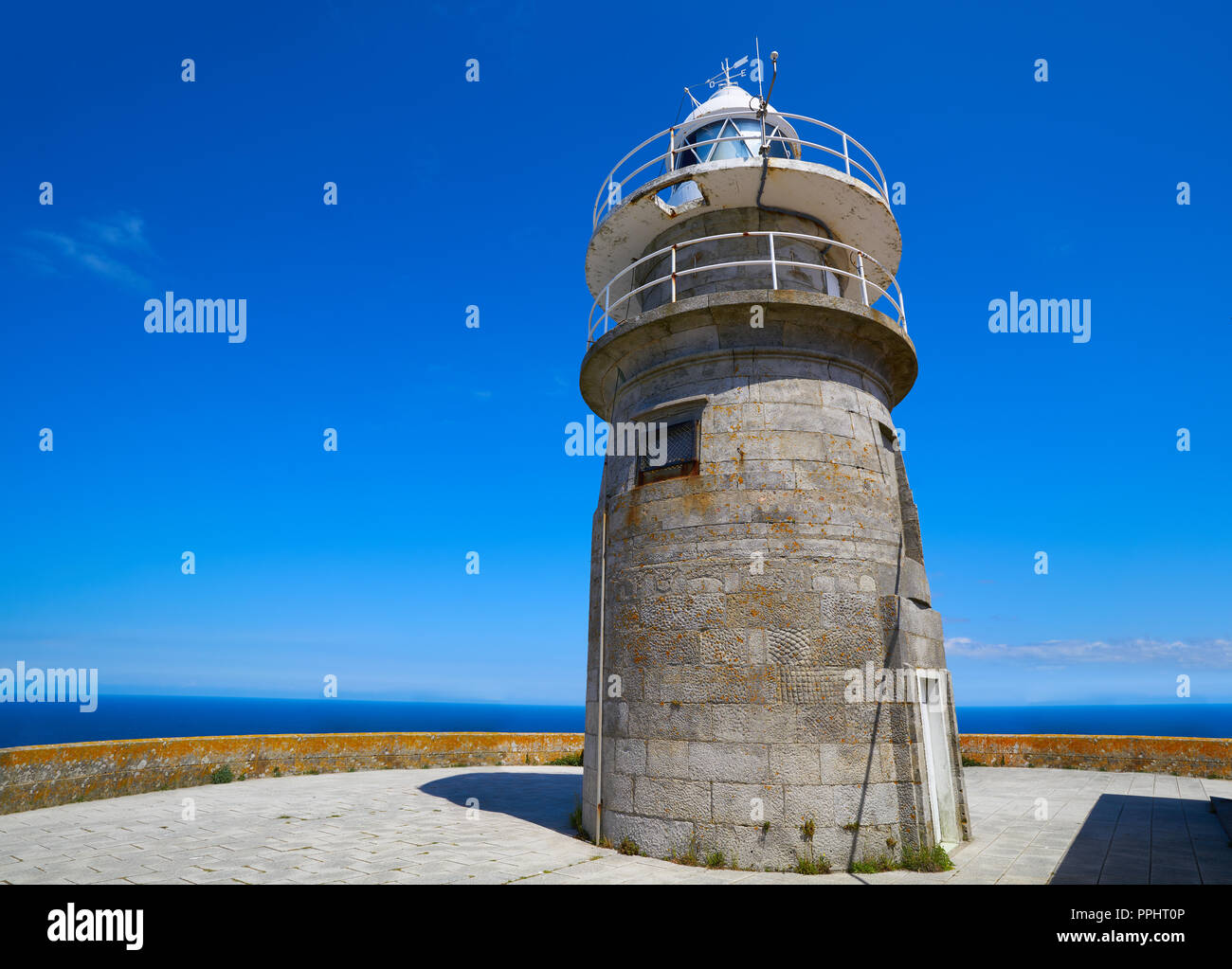 Islas Cies islands lighthouse Faro Cies in Vigo of Galicia Stock Photo ...