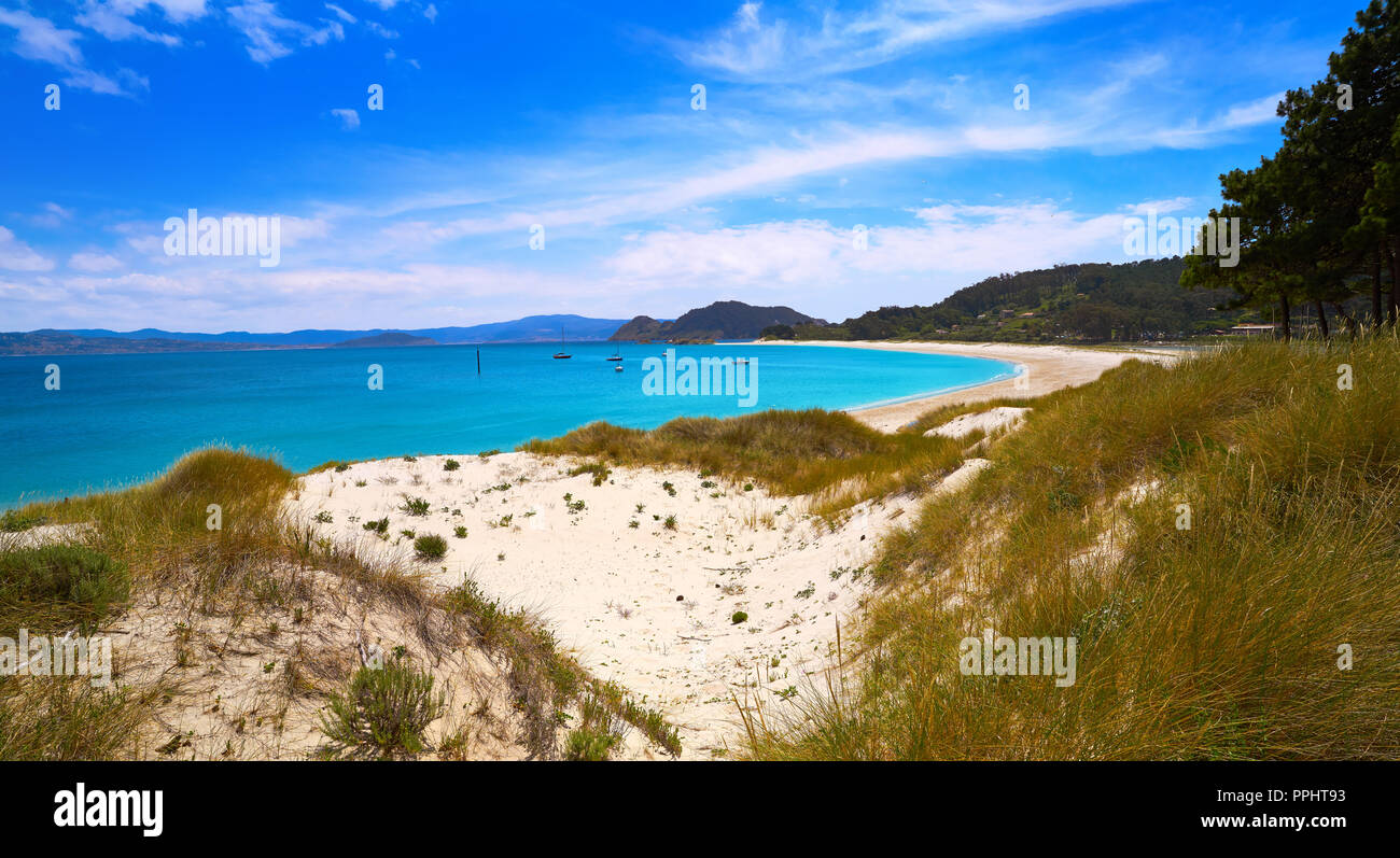 Praia de Rodas beach in islas Cies island of Vigo at Spain Stock Photo ...