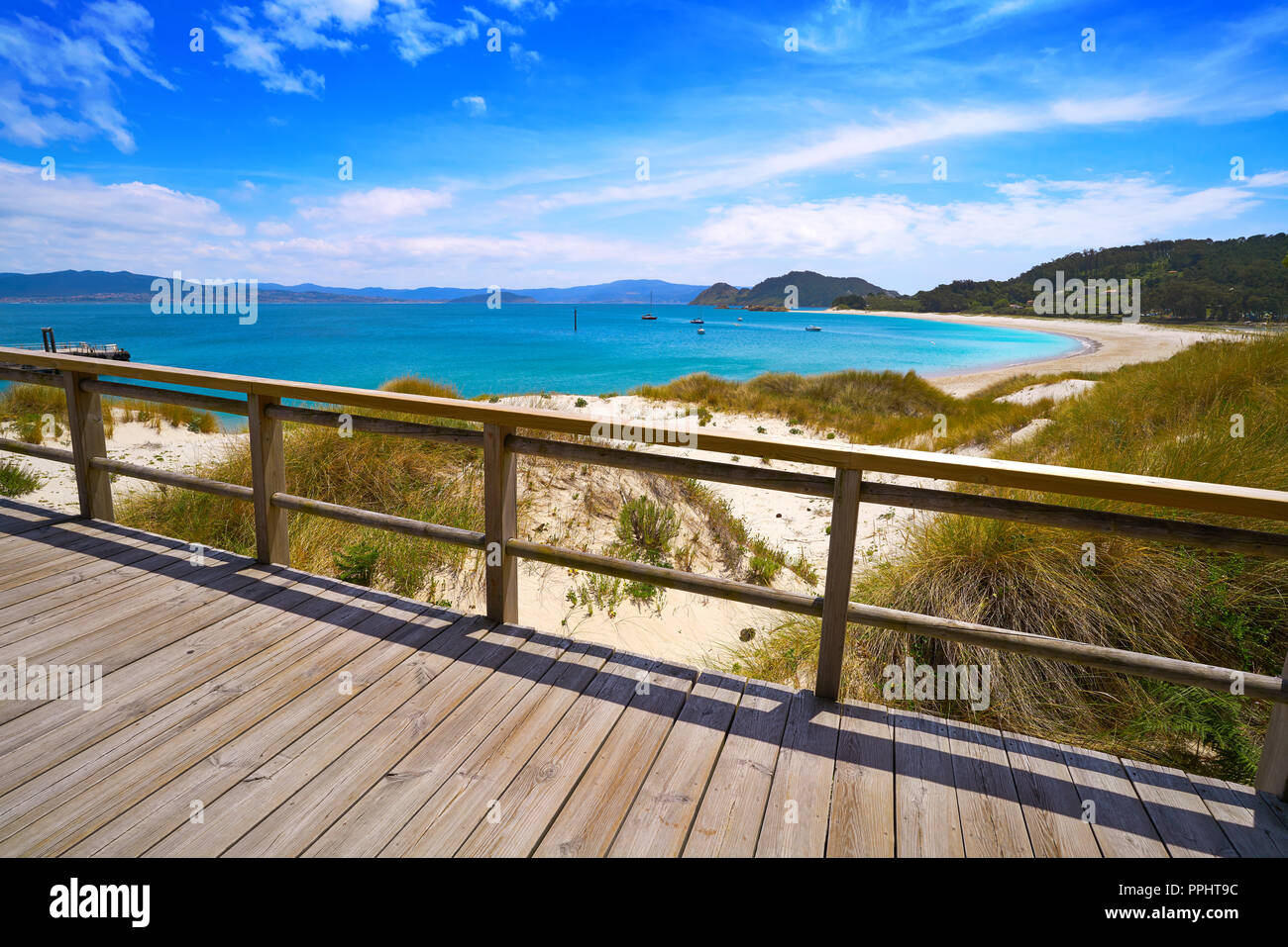 Praia de Rodas beach in islas Cies island of Vigo at Spain Stock Photo ...