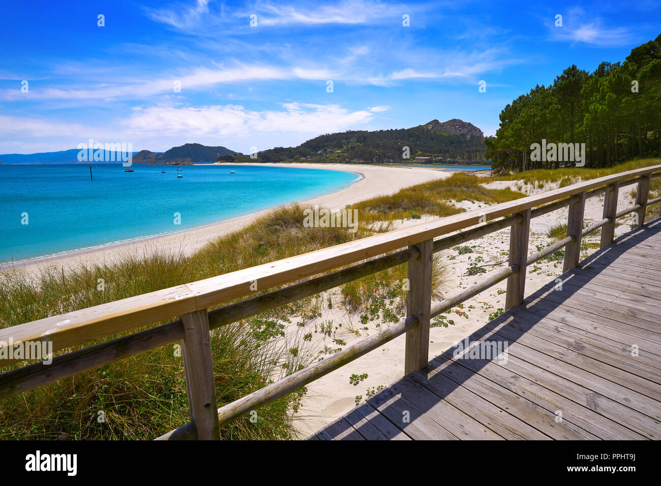 Praia de Rodas beach in islas Cies island of Vigo at Spain Stock Photo ...
