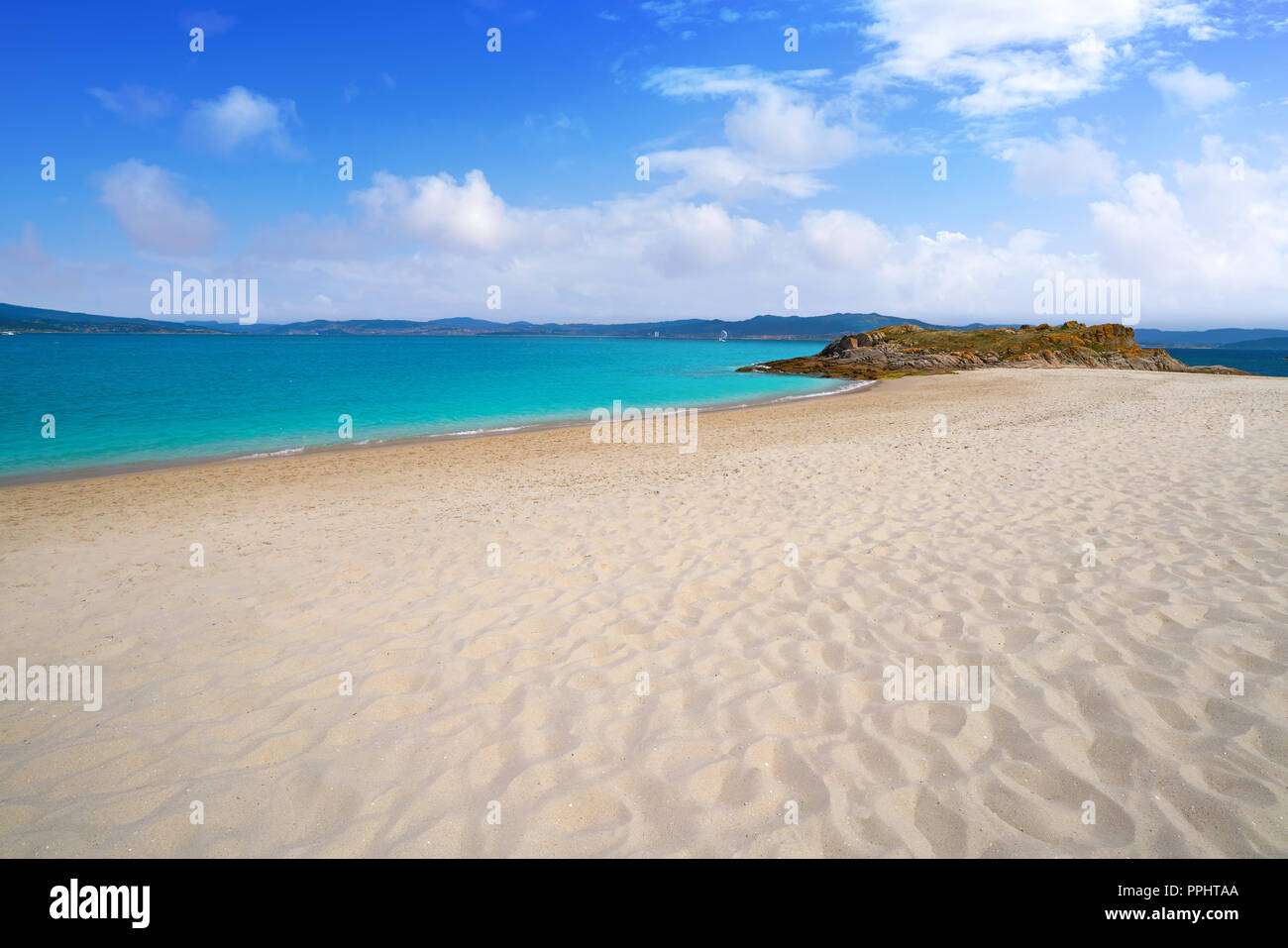 Praia de Rodas beach in islas Cies island of Vigo at Spain Stock Photo ...