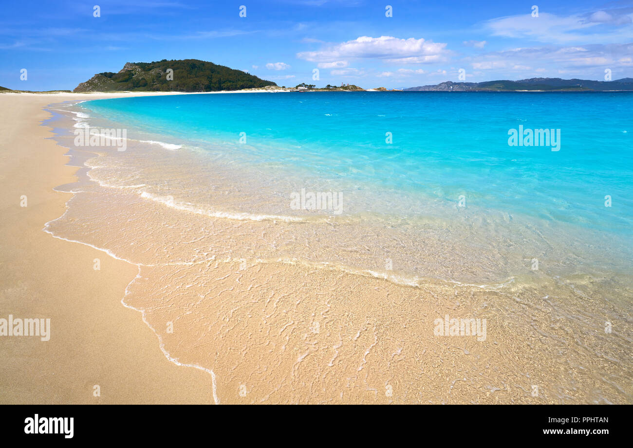 Praia de Rodas beach in islas Cies island of Vigo at Spain Stock Photo ...