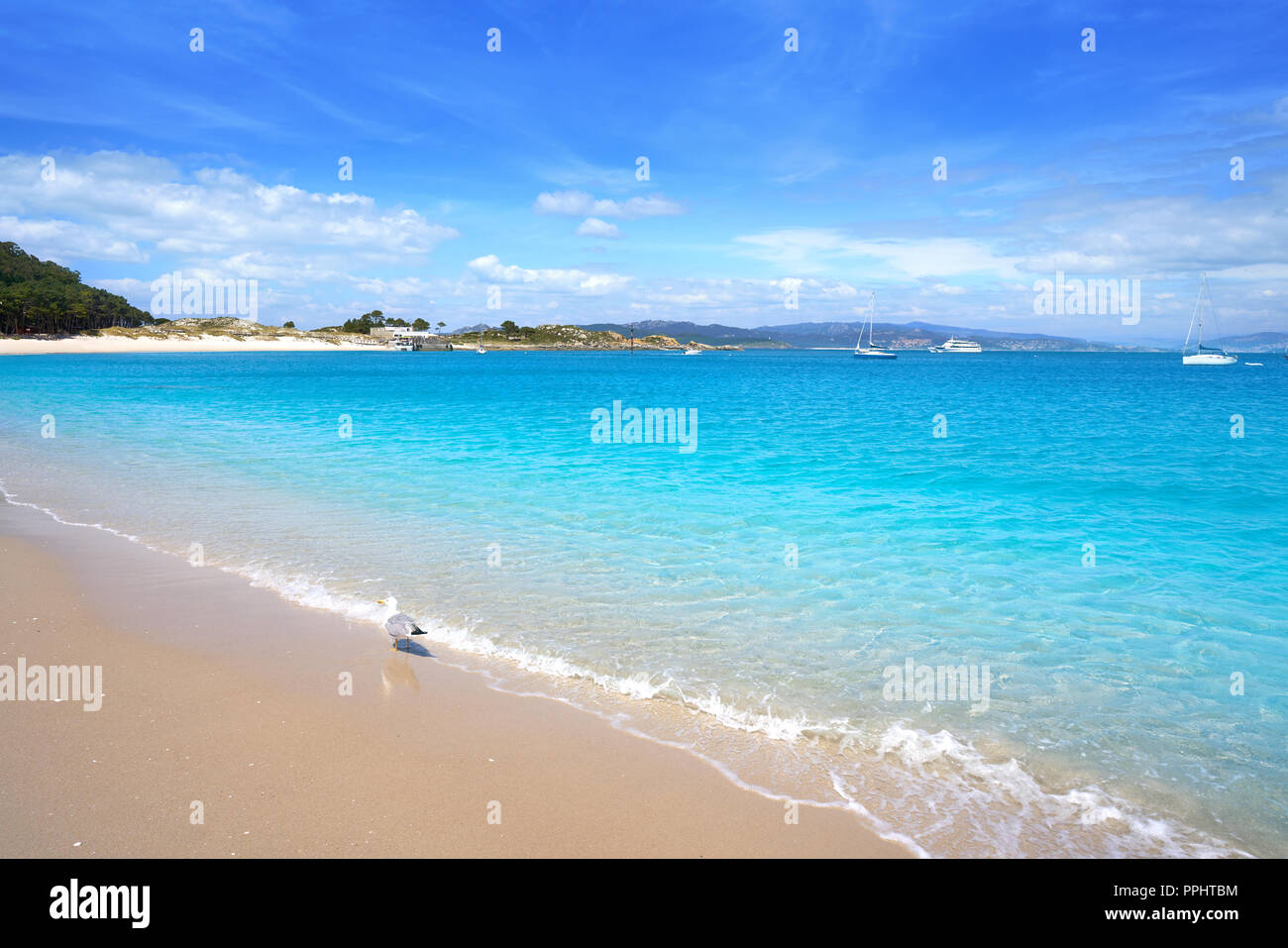Praia de Rodas beach in islas Cies island of Vigo at Spain Stock Photo ...