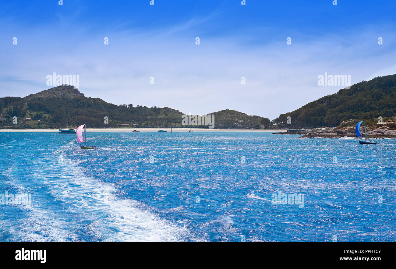 Praia de Rodas beach in islas Cies island of Vigo at Spain Stock Photo ...