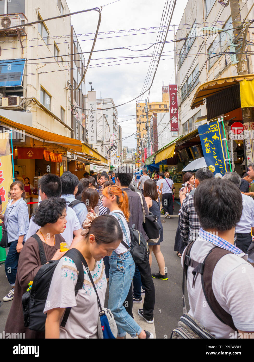 Tokyo, Japan - September 9, 2018: Crowded streets, people walking in ...